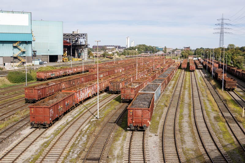 Parked Freight Wagons in a Steel Mill with Scrap Load Stock Image ...