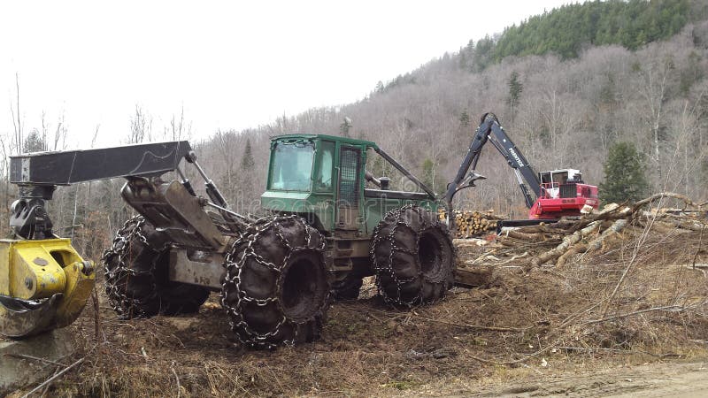 Parked Log Skidder and Loader Editorial Photography - Image of working ...