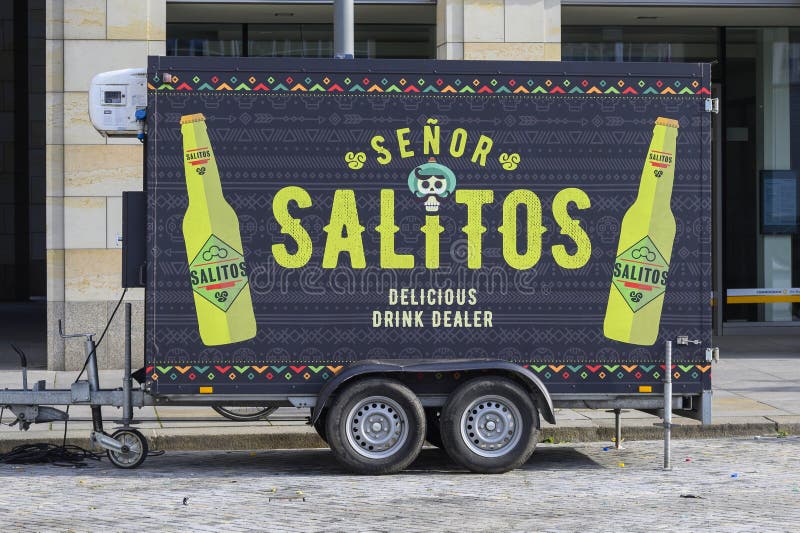 Parked Trailer with Advertisement for a Mixed Drink of Beer and Tequila ...