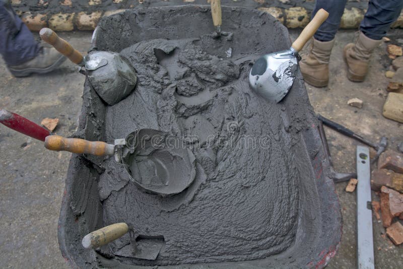 Masonry Trolley, Mortar, and Tools Stock Image - Image of house, object ...