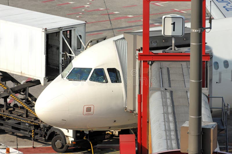 Airplane In The Parking Lot Of The Airport Apron, Bottom View Hdr Of ...