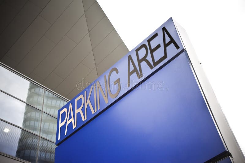 Parking Area Signage on Blue Background Stock Image - Image of view ...