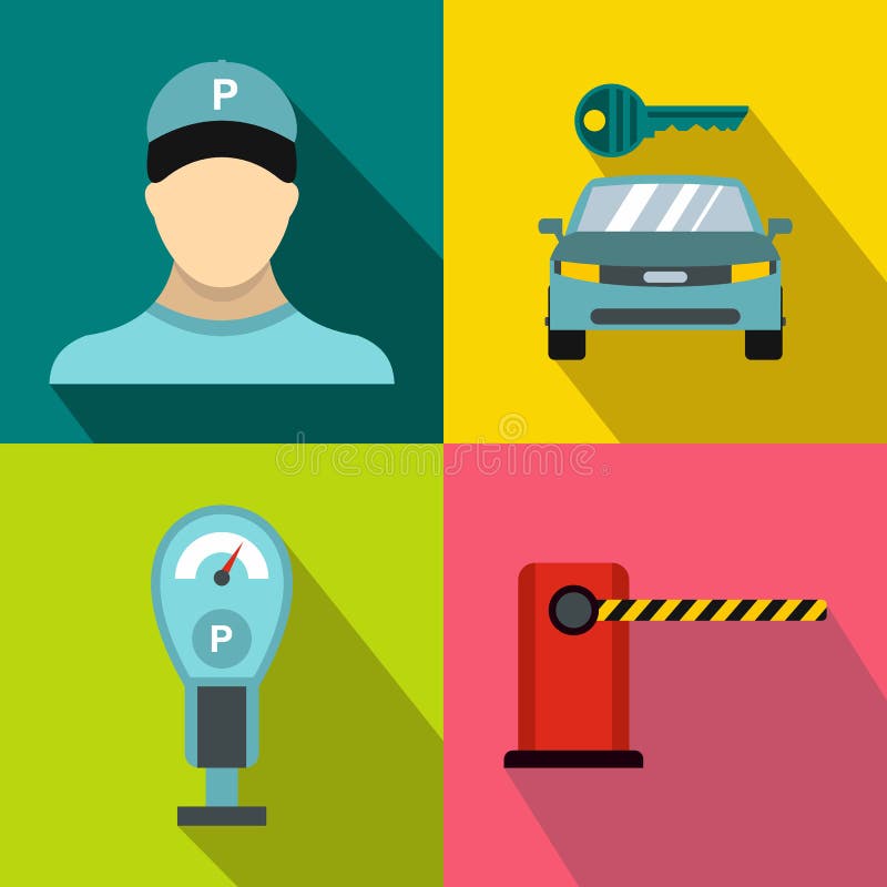 Parking Banners Set, Flat Style Stock Illustration - Illustration of ...