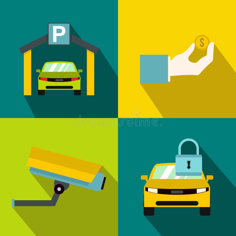 Parking Banners Set, Flat Style Stock Vector - Illustration of square ...