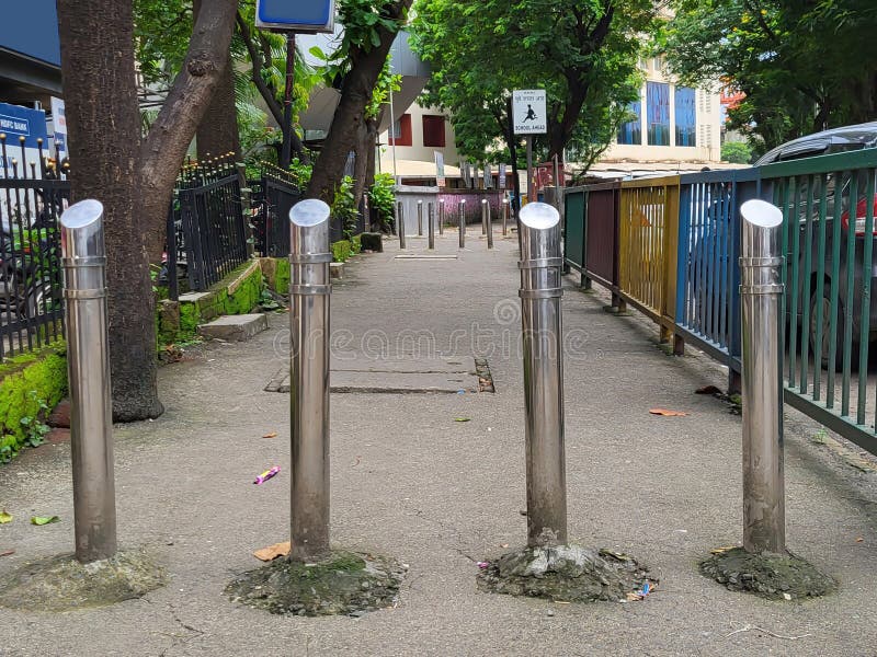 Parking Barriers on Foot Path Stock Image - Image of metal, footpath ...
