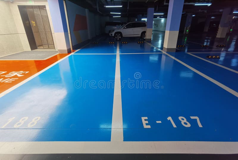 Parking on Basement Underground Stock Image - Image of basement, neon ...