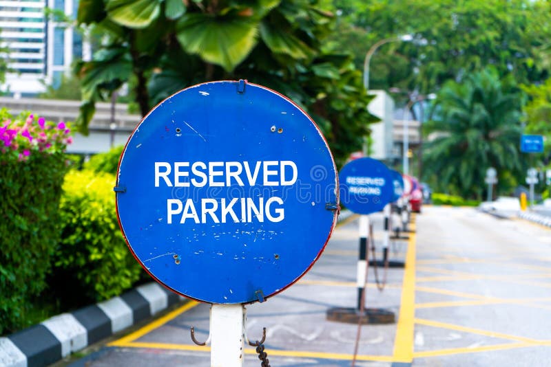 Parking Blocked by Signs Parking Reserved Close Up Stock Image - Image ...