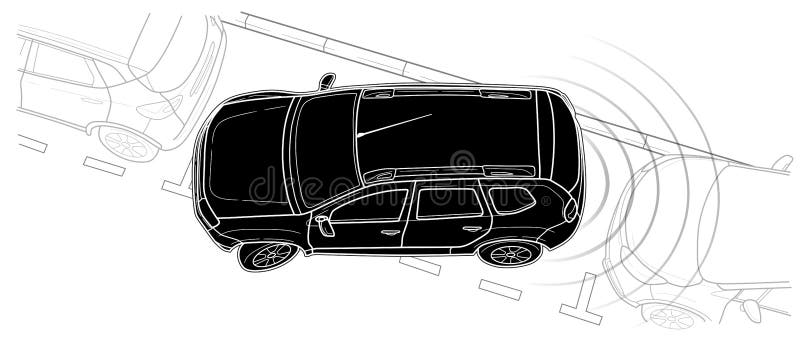 Parking Car Vector Line Technical Draw Style. Stock Illustration ...