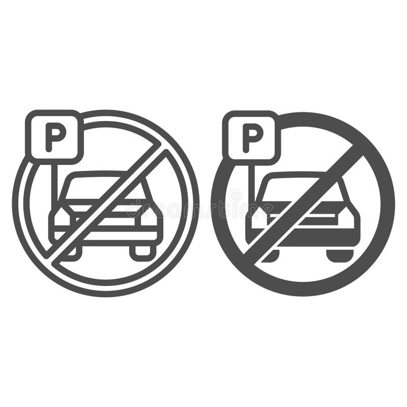 Parking Car Vehicle Ban Line and Solid Icon, Prohibited Elements ...