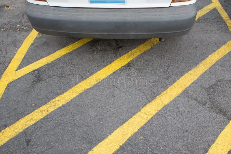 Parking Car on Yellow Line Cross Zone. Stock Image - Image of asphalt ...