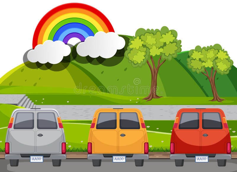 Parking Concept with Three Cars Stock Vector - Illustration of cartoon ...