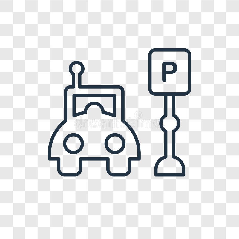 Parking Concept Vector Linear Icon Isolated on Transparent Background ...