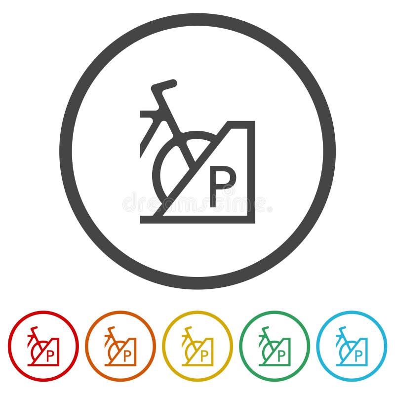 Parking for Cyclists Icon. Set Icons in Color Circle Buttons Stock ...
