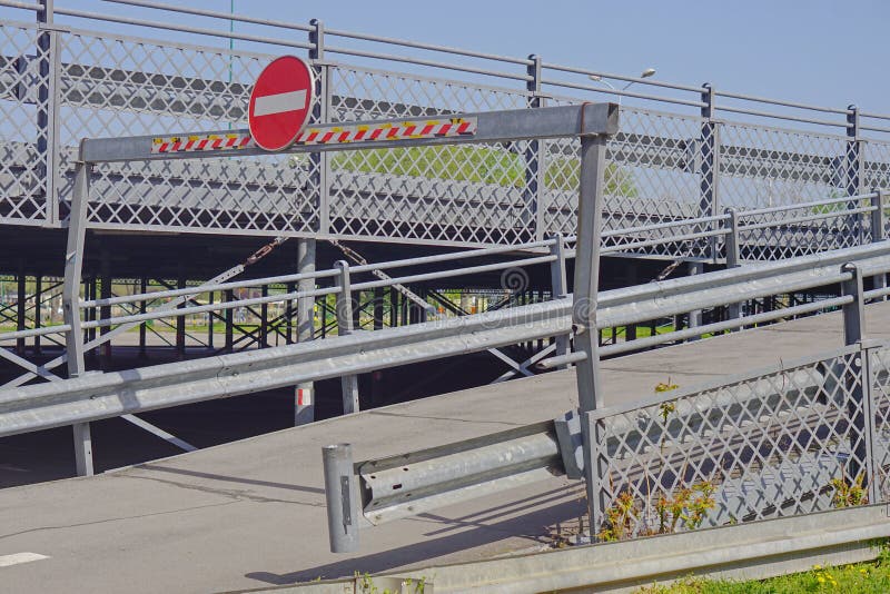 Parking barrier exit ramp stock photo. Image of sign - 251192438