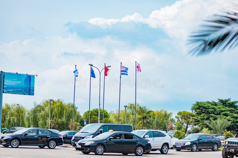 Parking with Flags, Georgia, Editorial Photo - Image of school, concept ...