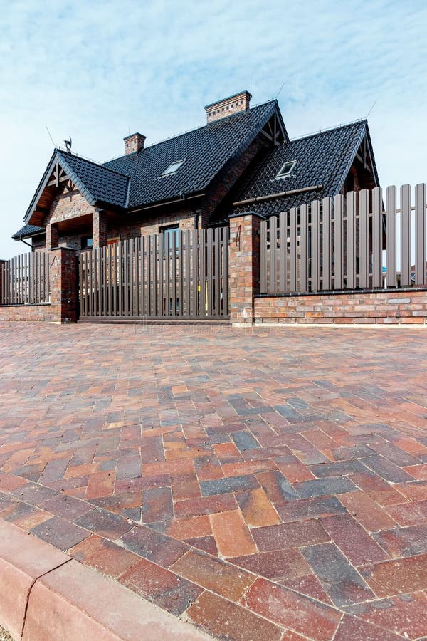 Parking in Front of a Private House, Made of Decorative Stone in the ...