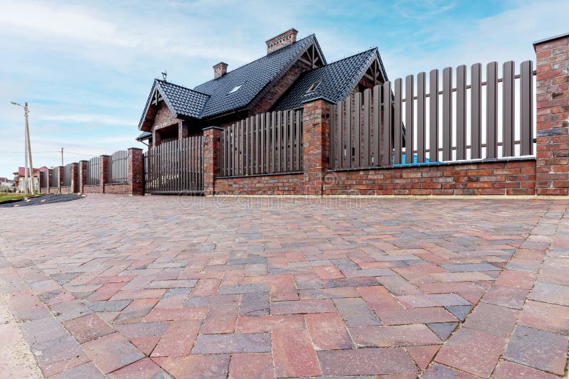 Parking in Front of a Private House, Made of Decorative Stone in the ...