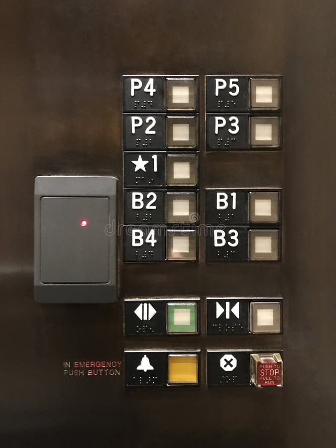 Modern Parking Garage Elevator Buttons Stock Image - Image of interface ...