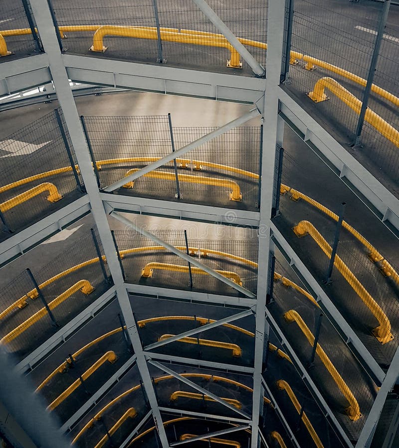 Parking Garage Exit Ramp - View from Above. Stock Image - Image of ...