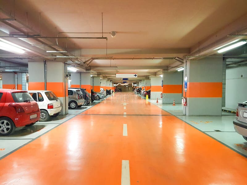 Parking Garage Underground Cones Orange Colors Stock Image - Image of ...