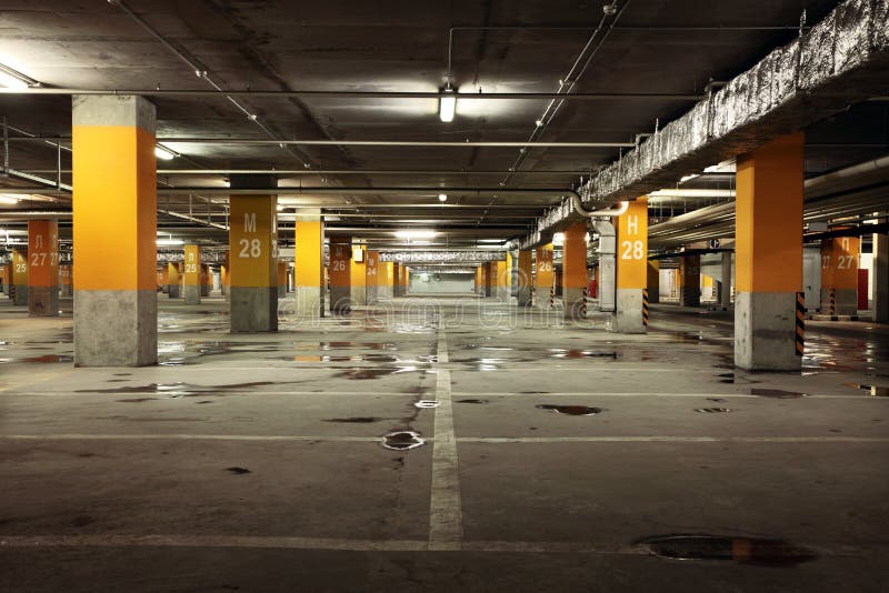 Parking Garage Underground Interior Stock Image - Image of building ...