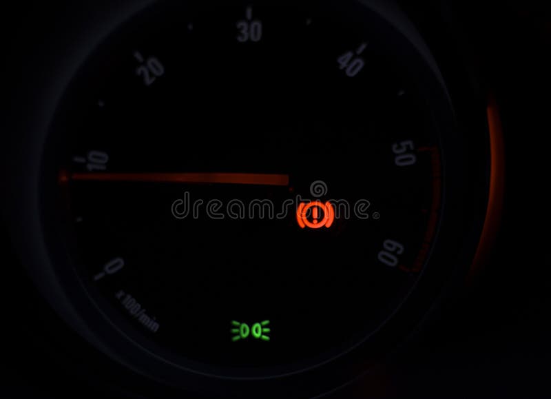 Parking or Handbrake Light Warning on the Car Dashboard Stock Photo ...