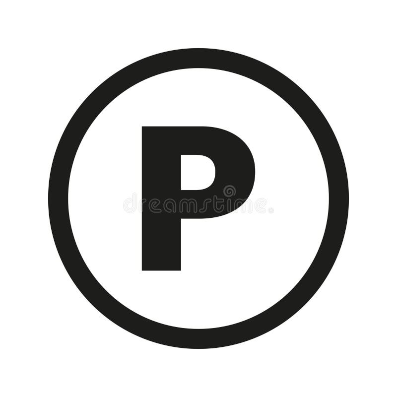 Parking Icon Vector. Bold Letter P Inside Circle. Simple Black and ...