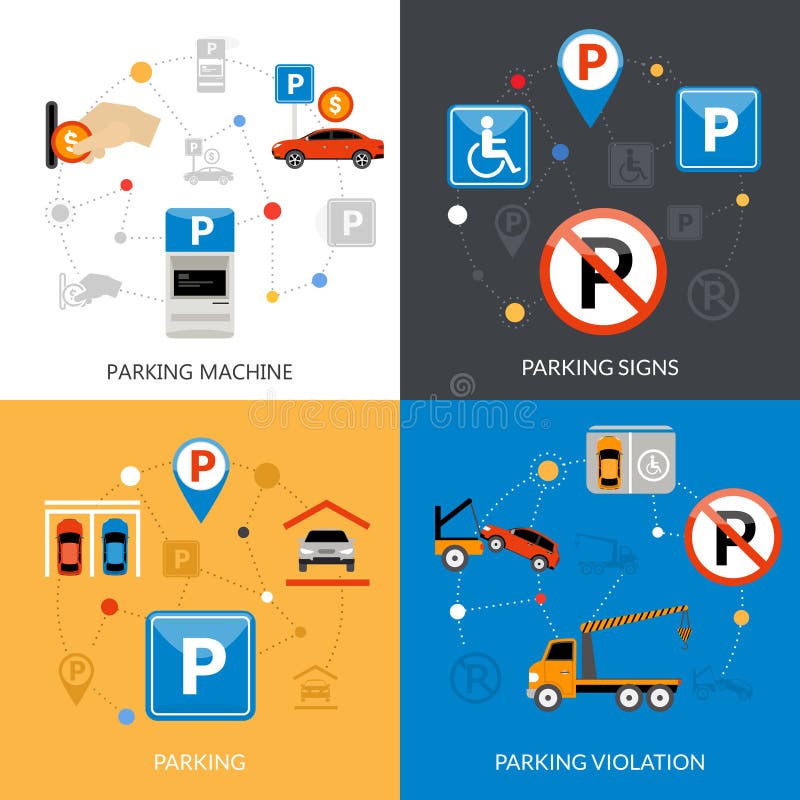Parking Icons Set stock vector. Illustration of design - 70140347