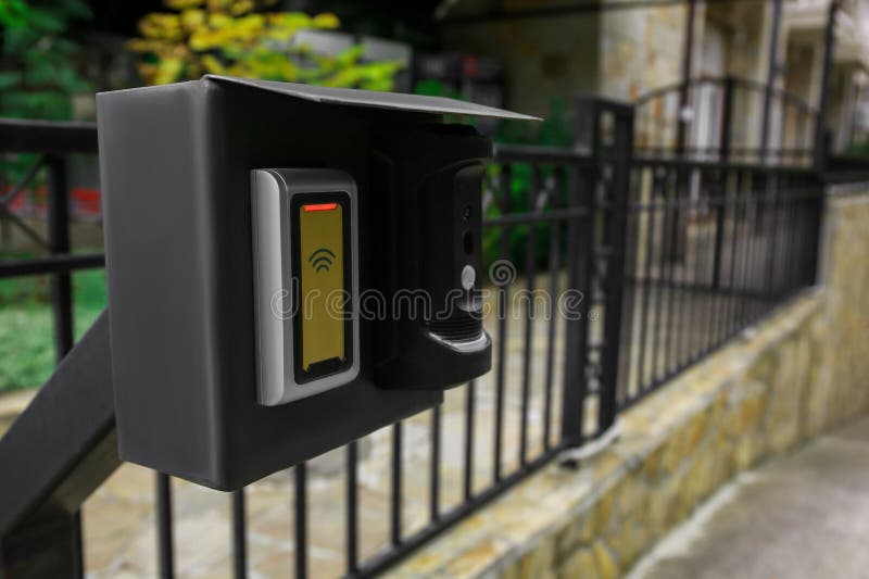 Parking Intercom System Outdoors, Closeup. Stock Image - Image of exit ...