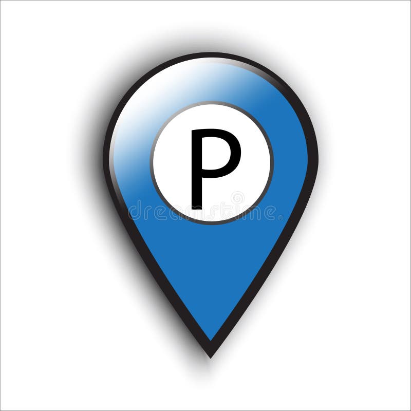 Parking Location Icon. Blue Map Marker. Glossy Effect. Vector ...