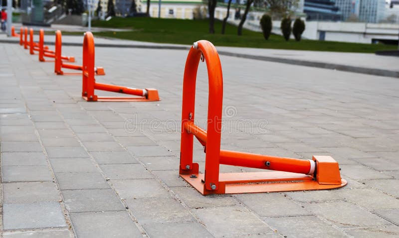 Parking Lock Near Multi-storey Residential Buildings Stock Photo ...