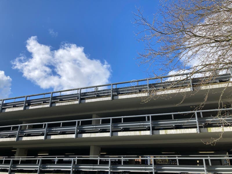Parking Lot Against Blue Sky and Clouds Stock Image - Image of ...