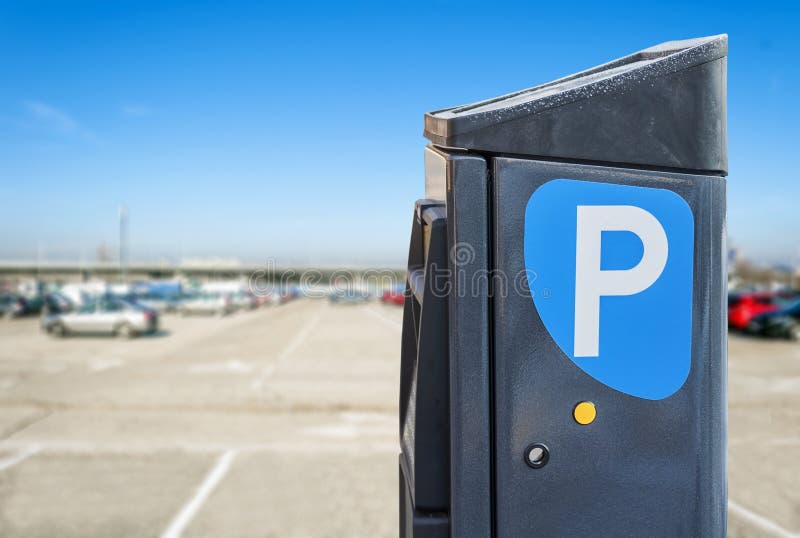 Parking Lot with Authorized Parking Machine Stock Photo - Image of ...