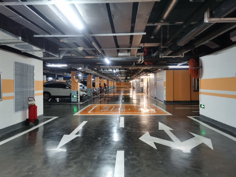 Parking on Basement Underground Stock Image - Image of park, space ...