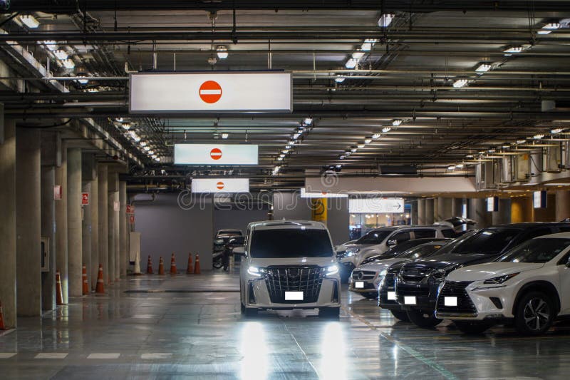 Parking Lot with Cars Parked in Underground Parking Lot. Cars Parked in ...