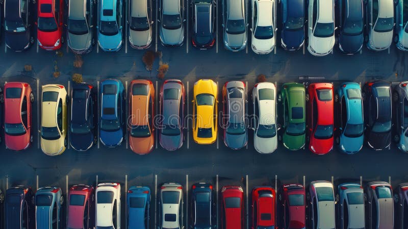 A Parking Lot Filled with Cars, Each Showcasing Stock Illustration ...