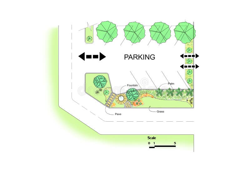 Parking lot garden design stock illustration. Illustration of ...
