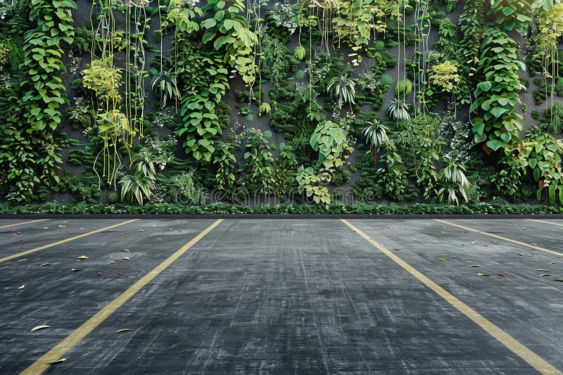 A Parking Lot Overgrown with Lush Greenery Stock Image - Image of ...