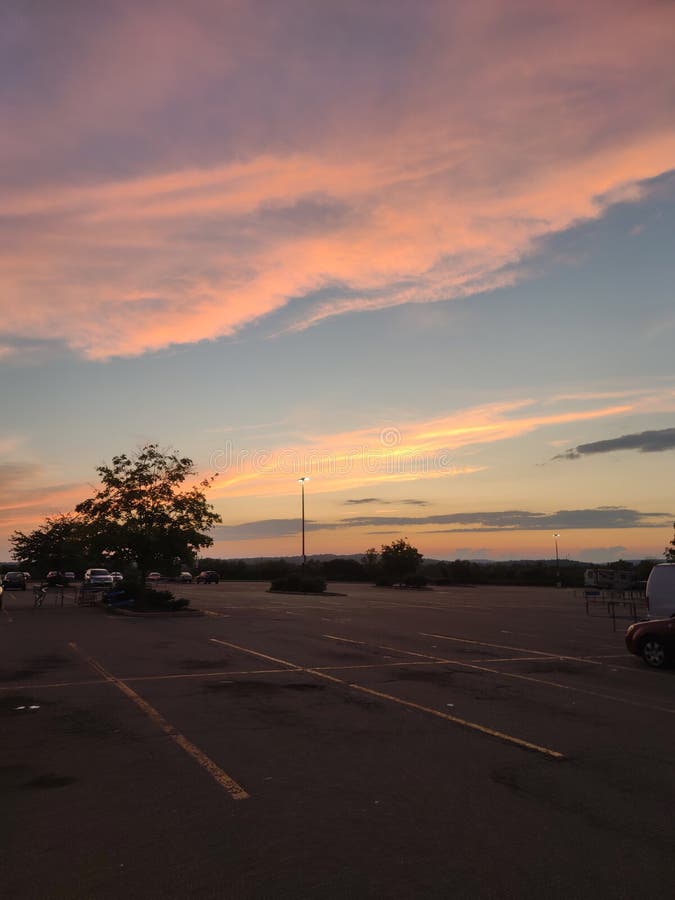 Parking lot pastel sunset stock image. Image of pastel - 242097701