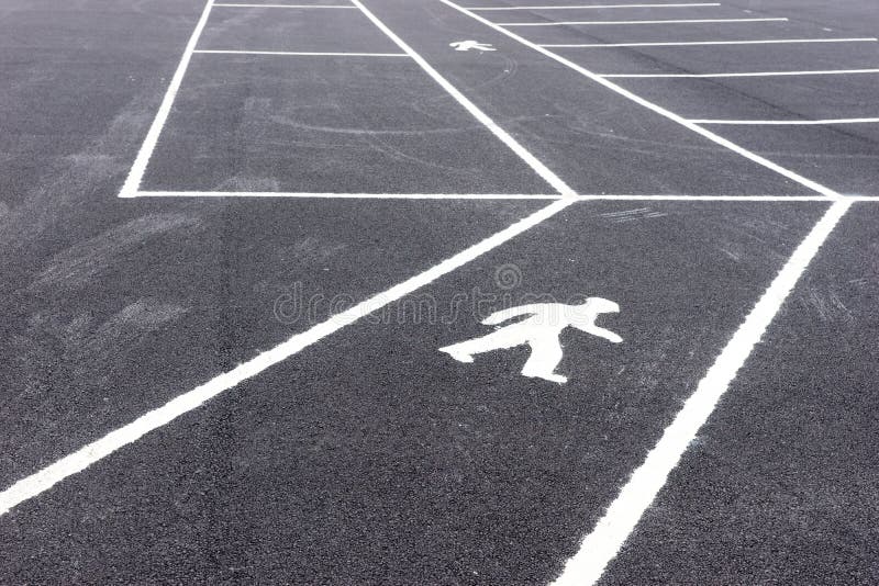 Parking Lot with Path for Pedestrians Stock Image - Image of line ...
