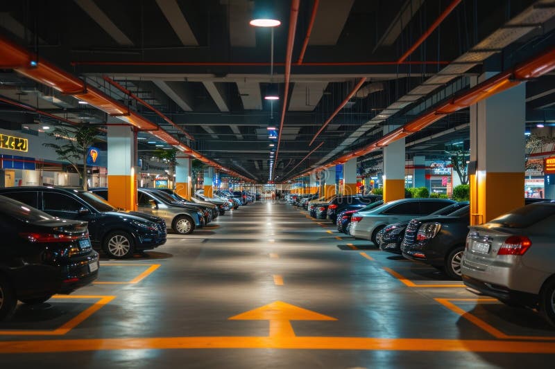 Parking Lot in the Shopping Mall Building. Generative AI Stock ...