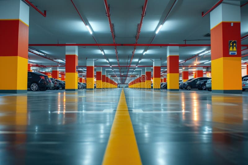 Parking Lot in the Shopping Mall Building. Generative AI Stock Photo ...
