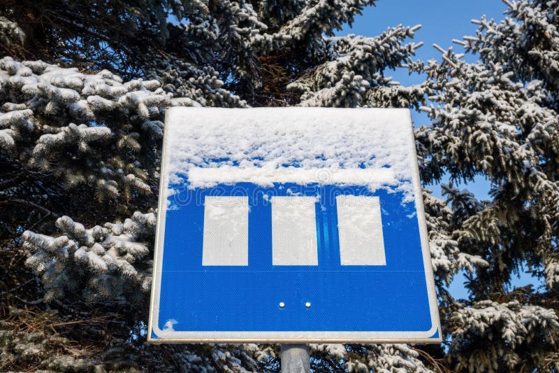 Parking Lot Sign Covered in Snow in Winter Stock Photo - Image of city ...