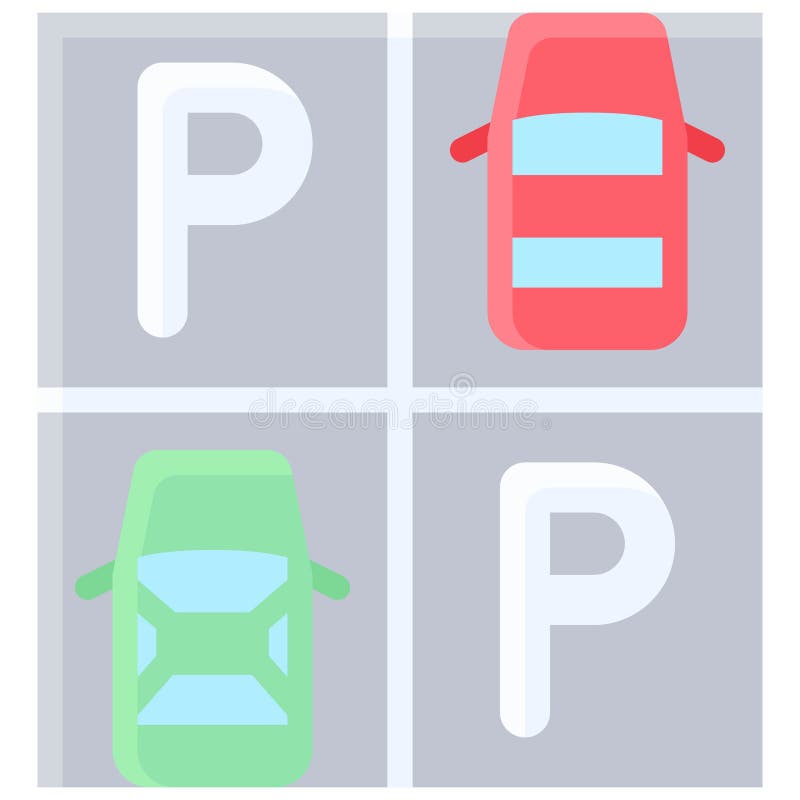 Parking Lot with Two Cars Icon, Parking Lot Related Vector Stock Vector ...