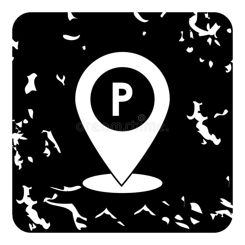 Parking Map Pin Icon, Grunge Style Stock Vector - Illustration of ...
