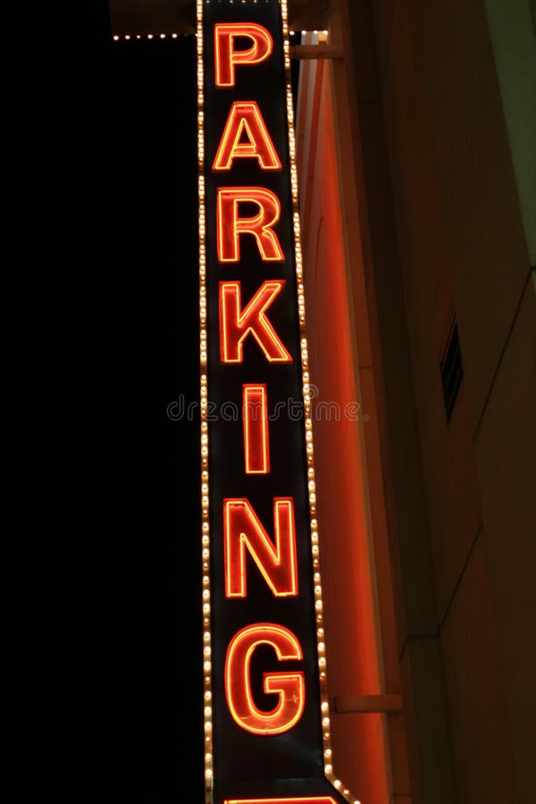 Parking neon lights sign stock image. Image of bulb, shiny - 1659795