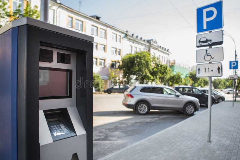 Parking Payment Terminal, Device on a City Street for Digital Pay Stock ...