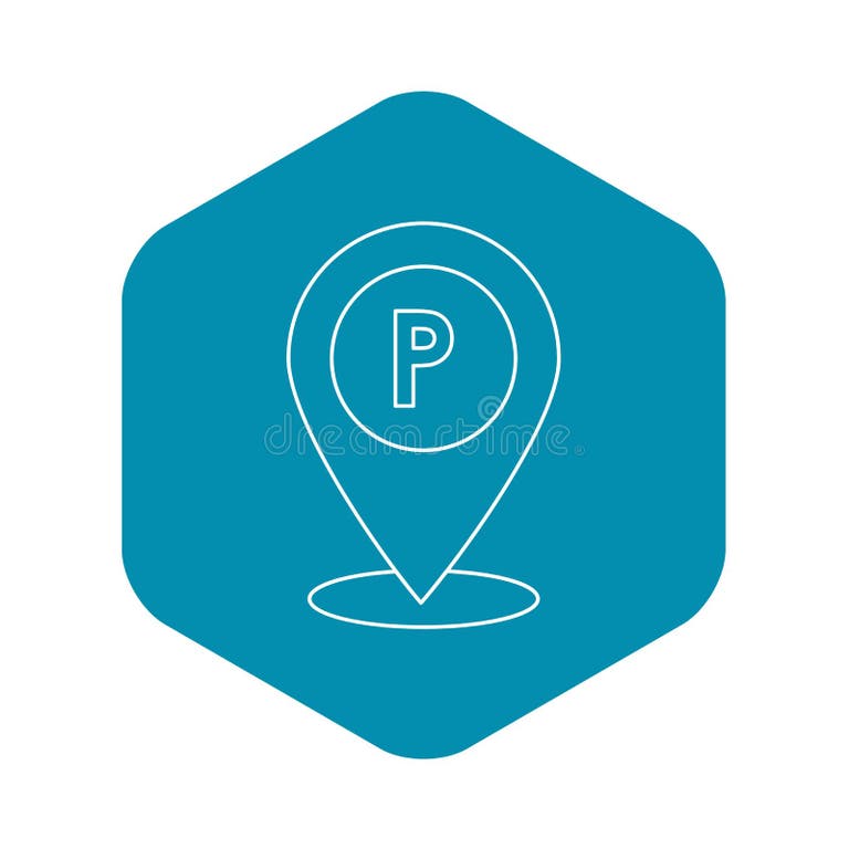 Parking Pin Icon, Outline Style Stock Vector - Illustration of post ...