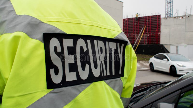Parking Security Watching Over Parking Lot and Construction Site Stock ...