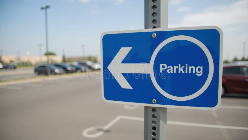 Parking Sign with Arrow on Post in Empty Lot Stock Illustration ...